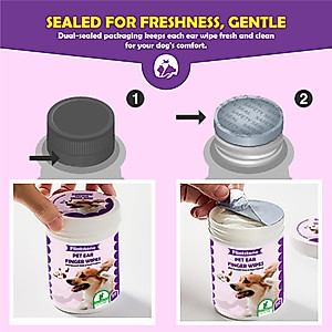 Flintstone Dog Ear Cleaner Finger Wipes – Ultra Big Dog Ear Wipes Gently Clean Ear Wax, Dirt - Ear Wipes for Dogs & Cats Soothes Ear Itching - Mild Coconut Scent - 60 Count