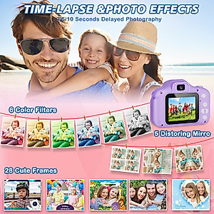 Upgrade Toddler Camera, HD Digital Video Cameras for Toddler, Kids Selfie Camera Toys with 32GB SD Card for 3 4 5 6 7 8 9 Year Old Girls and Boys, Christmas Birthday Gifts for Boys - Purple
