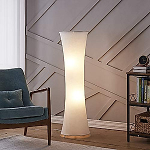 Floor Lamp for Living Room Bedrooms, Contemporary Floor Lamps with White Cloth Fabric Shade, Soft Standing Light Corner Lighting