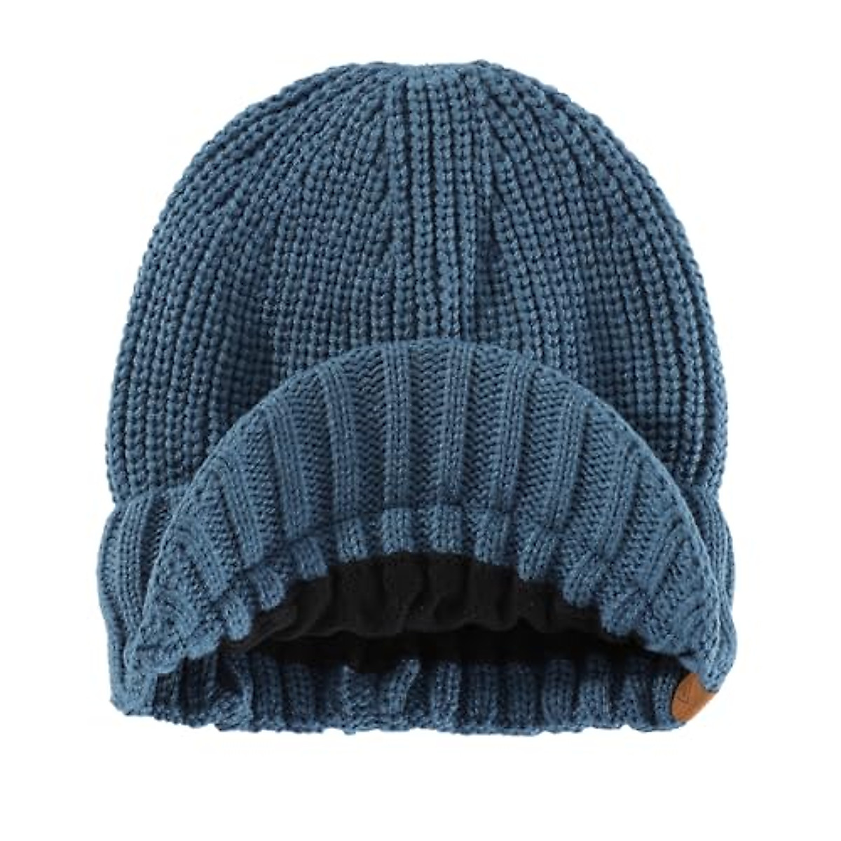 Home Prefer Men's Winter Hat Thick Knit Beanie Cap with Visor Newsboy Beanie Hat Airforce Blue