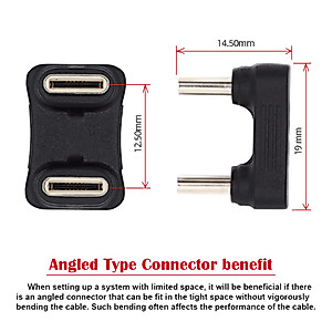 cablecc 480Mbps USB-C Type C Male to Male Coupler Extender Power Data Adapter Opposite U Shape Back Angled for Power Bank Phone Laptop