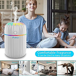 Pinci 300ml Air Humidifier,Colorful Cool Portable Mini Humidifier,Small Desktop Cold mist Humidifier,Auto Shut-Off,2 Mist Modes,Super Quiet for Car,Plant,Office,Bedroom(White)