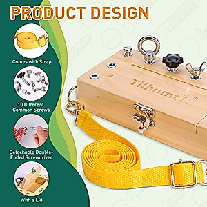 Tilhumt Montessori Screwdriver Board Set for Kids, Storage Wooden Toddler Real Tools Montessori Toys Preschool Toys Fine Motor Skills Toys for 3 4 5 Year Old Children, Classroom STEM Toy