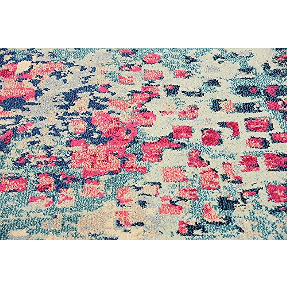 Unique Loom Jardin Collection Colorful, Vibrant, Abstract, Modern Area Rug, 4 x 6 ft, Blue/Pink