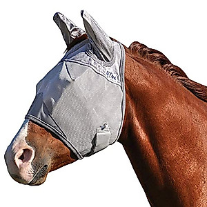 Cashel Crusader Horse Fly Mask with Ears, Grey, Horse