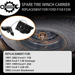 Gledewen Spare Tire Hoist Spare Tire Winch Carrier | Replacement for 1997-2003 Ford F150, 2004 F150 Heritage, 1997-1999 F250, 1997 F250 HD | Replaces# 924-526, 1L3Z1A131AA, 2L3Z1A131AA