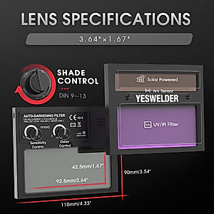 YESWELDER True Color Solar Powered Auto Darkening Welding Helmet, Wide Shade 4/9-13 with Grinding for TIG MIG ARC Weld Hood Welder Mask&Blue Welding Hood Welding Cap