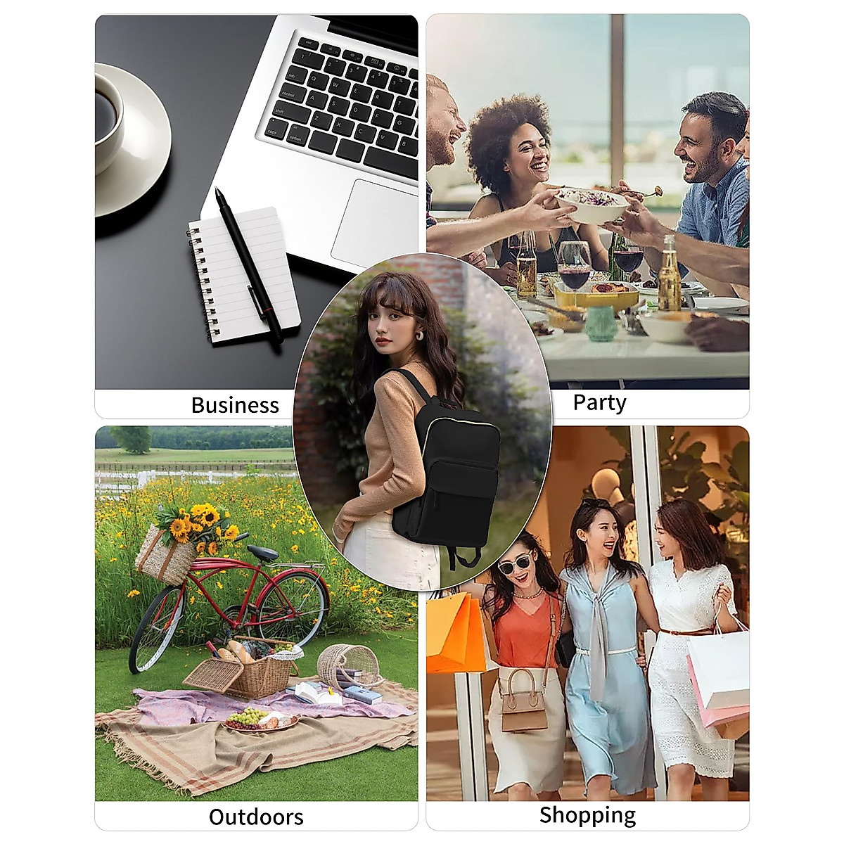 Laptop Backpack Women Teacher Black Backpack Work Computer Backpack with Laptop Compartment College Waterproof Anti Theft Backpack Casual Daypack Business Travel Backpacks for Women Carry On Bag