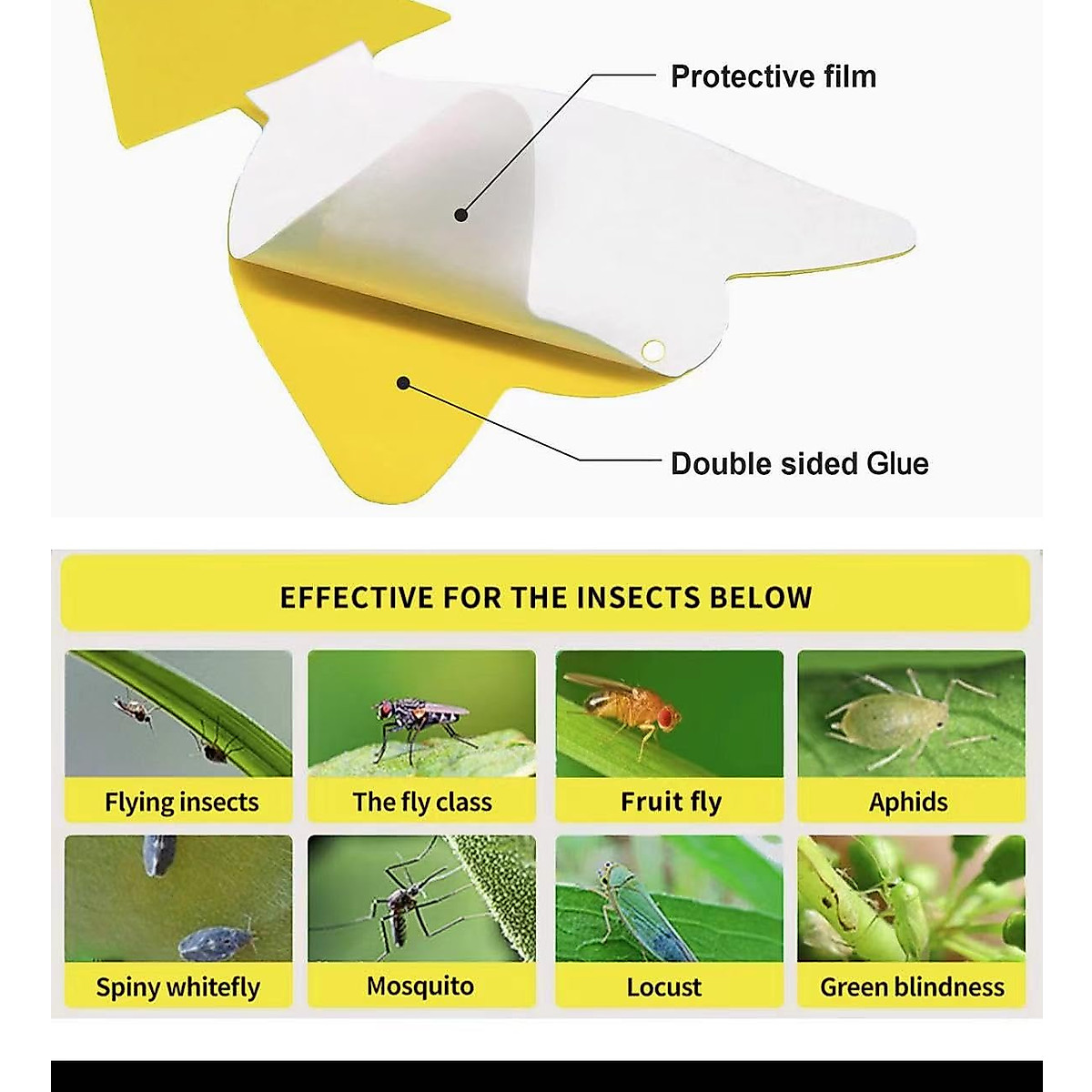 48 Pcs Multi-Sized Sticky Trap For Fungus Gnat (Plants), Flying Insect, Fly, Beautify & Liveliness, Usable In Various Size Pot, Yellow Insect Trap For Indoor, Outdoor, Kitchen & Plant, 3-Shape, 3-Size