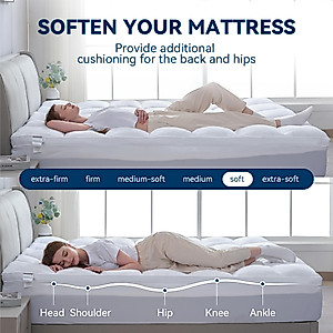 BDEUS Twin Mattress Topper, 1450 GSM Plush Pillow Top for Back Pain Relief, Quilted Fitted Mattress Protector with 8-21" Deep Pocket, Soft Mattress Pad Twin Size - 39"x 75" White