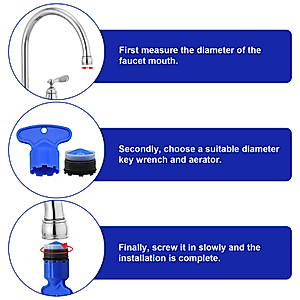 Jersvimc 4Pcs(2 Set) M21.5 Cache Faucet Aerator with Key Removal Wrench Tool, Bathroom Water Faucet Aerator Adapter Replacement Parts Water Flow Restrictor for Faucet Kitchen