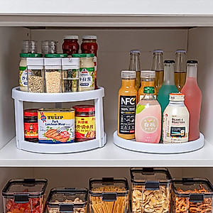 Lawei 2 Pack 2 Tier Lazy Susans Turntable - 10 Inch Pantry Cabinet Lazy Susan Storage Turntable Rotating Spice Rack for Spices, Condiments, Baking