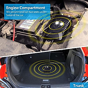 Under Hood Ultrasonic Rodent Repellent, with LED Strobe Lights, Rodent Defense Vehicle Protection, Get Rid of Mice in Car Engine, Rat Repellent for Garage Attic Basement Warehouse