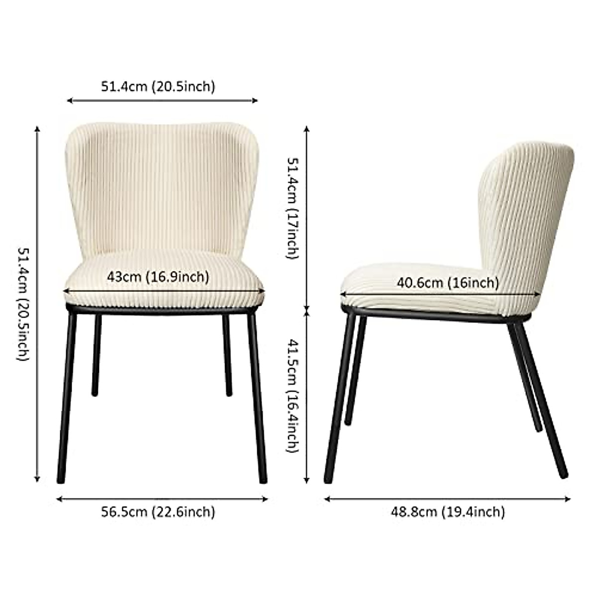 SIMTONAL Kitchen Chairs Set of 6, Mid Century Modern Dining Chairs, Beige