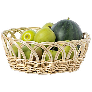 Vintiquewise 16 Inch Decorative Round Fruit Bowl Bread Basket Serving Tray, Large