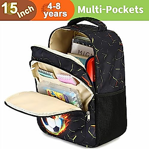 LOIDOU Kids Backpack Boys Soccer Kindergarten Preschool Backpacks Toddler Bookbag 16 Inch School Backpacks for Kids 3-8