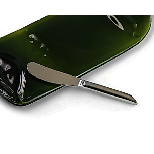 Melted Wine Bottle Cheese Serving Tray with Cheese Spreader and Red Ribbon, Unique Christmas Gift by Mitchell Glassworks