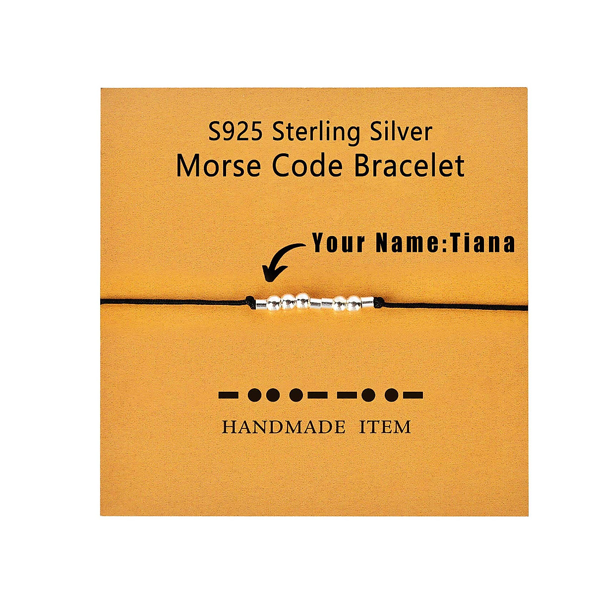 souleather Custom Morse Code Bracelet 925 Sterling Silver Beads on Silk Cord Engraving Your Name Secret Message on Beads Bracelet Gifts Party Jewelry for Men Women