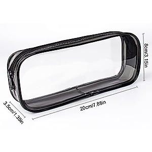 Rolybag Clear PVC Zipper Pen Pencil Bag,Portable Travel Toiletry Bag Waterproof Makeup Cosmetic Bag for Travel Home Office Makeup Brushes Storage (Black &White)