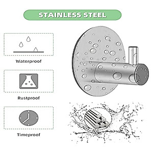 Adhesive Hooks - 5 Pack Heavy Duty Wall Hooks Waterproof Stainless Steel Hooks for Hat Towel Robe Hooks Rack Wall Mount - Bathroom Kitchen Home Hotel Office Cabinet and Bedroom CHROM06