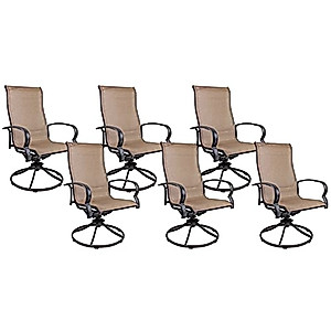 Garden Elements Outdoor Bellevue Metal Aluminum Patio Chair, Brown (6, Sling Rocker)