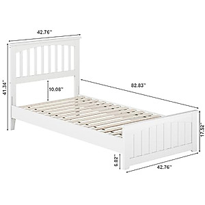 AFI, Becket Twin XL Solid Wood Low Profile Platform Bed with Matching Footboard, White
