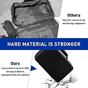 RHOTALL PS5 Travel Carrying Case Compatible with Playstation 5 Console, Portable Protective Hard Shell Bag with 4 Controller Rocker Caps for PS5 Console and Gaming Accessories