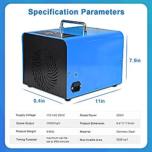 VANSU Ozone Purifier 20000mg/h High Capacity Large Space Commercial O3 Air Purifier with Obvious Deodorization Effect, Suitable for Home, Office, School, Hotel and Farm