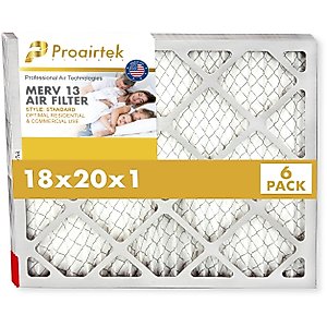 Proairtek AF18201M13SWH Model 18x20x1 Pack of 6 Air Filters, MERV 13; Ideal for Anyone Wanting Clean, Crisp Air in Their Home