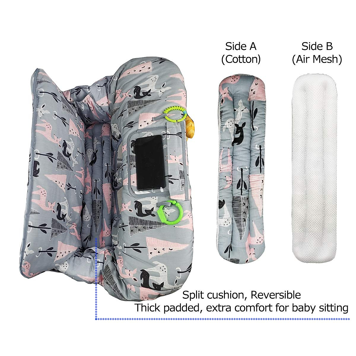 ICOPUCA Shopping Cart Cover, 2-in-1 cart Cover for Babies N high Chair Cover, Padded Grocery cart Cover for Baby boy Girl,with Split/Padded/Reversible seat Cushion, Deer