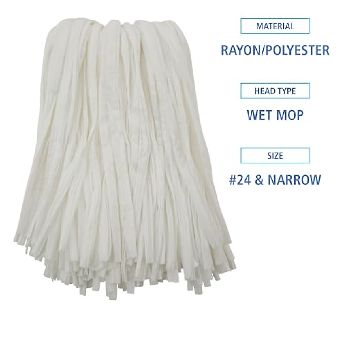 Boardwalk Cut-End Wet Mop Head, Rayon, No. 24, White, 12/Carton
