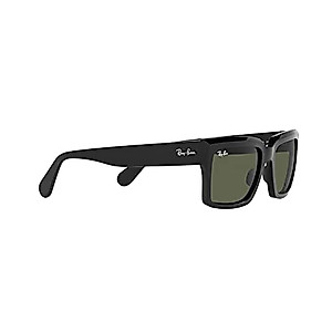 Ray-Ban RB2191 Inverness Rectangular Sunglasses, Black/Green, 54 mm