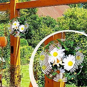Remerry 10 Pcs 10 Inch Sublimation Wind Spinner Blanks, 3D Aluminum Double Sided Circle Sublimation Wind Powered Kinetic Sculpture, Hanging Outdoor Spinner Suspension Trim for Yards and Garden()
