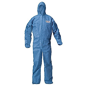 Kleenguard A20 Breathable Particle Protection Hooded Coveralls (58517), REFLEX Design, Zip Front, Elastic Wrists & Ankles, Blue Denim, 4XL, 20 / Case