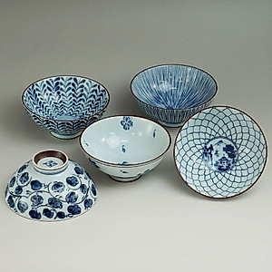 Saikai Touki Saikai Pottery Traiditional Japanese Rice Bowls (5 Bowls Set) 31623 from Japan (One Pack)