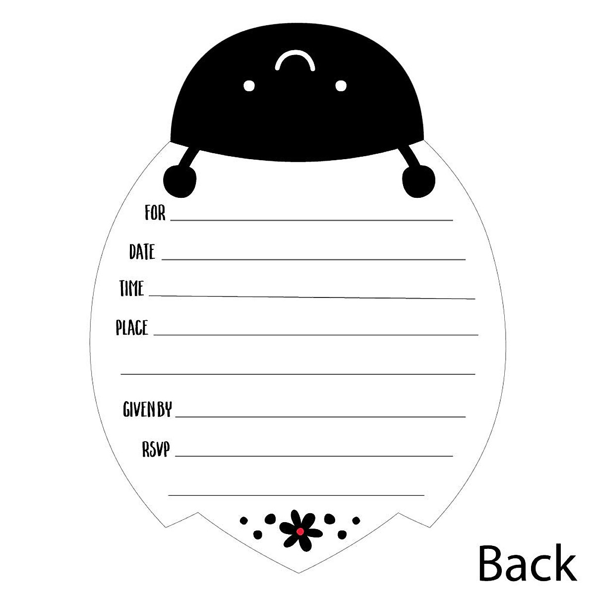 Big Dot of Happiness Happy Little Ladybug - Shaped Fill-In Invitations - Baby Shower or Birthday Party Invitation Cards with Envelopes - Set of 12