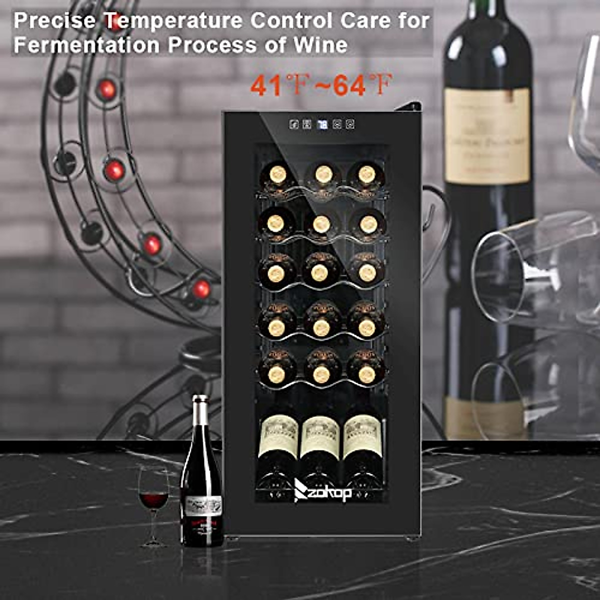 NA American Standard JC-53 AC 115V /60Hz 18Bottle/1.8Cu.Ft/52L/ Compressor Wine Cabinet Black