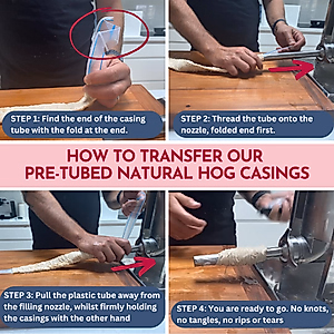 SAUSAGE CASINGS Natural HOG Casings for Sausage Making, 32ft 32mm for 12lb Sausage Making - Pre-Tubed, Edible, A Grade, Ideal Sausage Casing or Pork Casing for Italian Sausages, Kielbasa and Chorizo.