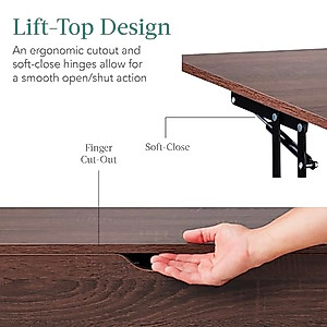 Best Choice Products Lift Top Coffee Table, Wooden Mid-Century Modern Multifunctional Accent Table for Living Room w/Hidden Storage, 2 Cubbies, Removable Shelf - Walnut