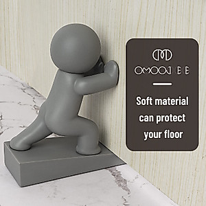 Cute Door Stopper, Buddy Decorative Door Stop, Protects Your Floors (Gray, 1 Pack)