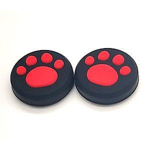 2 x Silicone Analog Controller Thumb Stick Joystick Grips Cap for Nintendo Switch NS/Switch Lite Controller Joy-Con ThumbStick Cute Cat Paw Claw (Red)