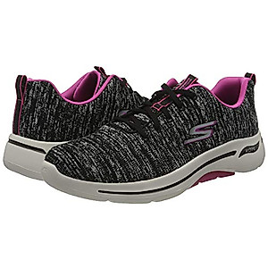 Skechers Women's GO Walk Arch FIT-Glee Sneaker, Black/Hot Pink, 9.5