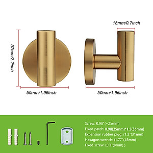 TUNNY 3 Pack Round Bathroom Towel Hooks -Champagne Gold Robe Hooks Coat Hooks Wall Hooks for Bathroom Hooks Bedroom Hooks Kitchen Hooks