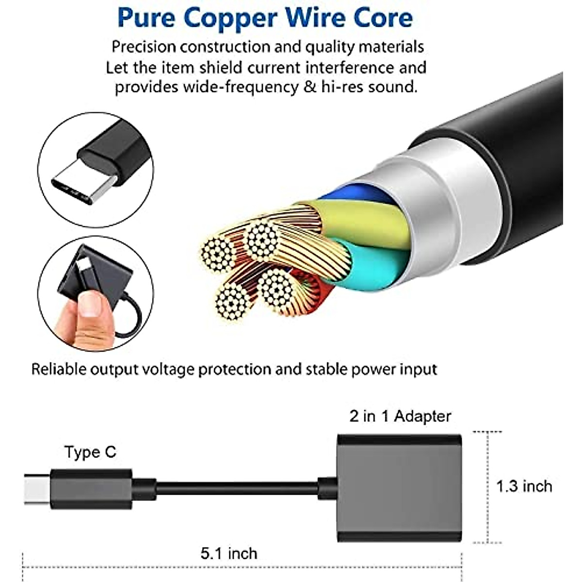 USB Type C to 3.5mm Headphone and Charger Adapter, 2-in-1 USB C to AUX Mic Jack with PD 30W Fast Charging for Stereo,Compatible with Huawei P30 20 Pro/Mate 20 Pro/Google Pixel/Samsung/OnePlus/More USB