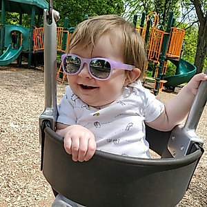 ROSHAMBO Unbreakable Baby Sunglasses with Strap BPA-free – Girls Boys 0-24 months Infants – Polarized Lens, Assembled in USA, Wonka (Color Changing Purple)