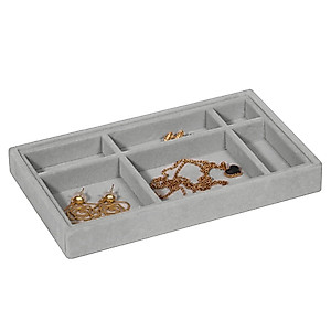 DIOMMELL 8 Pack Stackable Velvet Jewelry Trays Organizer, Jewelry Storage Box Display Trays Showcase Holder Closet Dresser Drawer Organizer for Earring Necklace Bracelet Ring Accessary