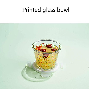 3-Cup/24 Ounce Glass Food Storage Containers, Glass Soup Bowl Container with Airtight Lids, Leak-proof Soup Stew Food Storage and Meal Prep Container, Microwave, Freezer Safe, Set of 4 (Flower Print)