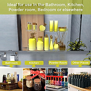 XQIGI Acrylic Bathroom Shelves Adhesive, 2 Pack Self Adhesive Clear Shower Shelves Transparent Floating Shelf Wall Mounted Thick Storage Rv Accessories Display No Drill Organization Decor