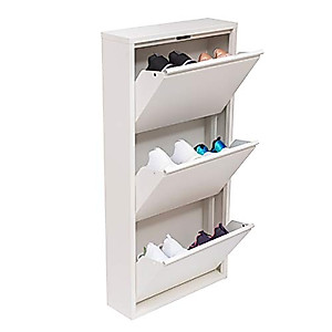 Mabel Home Modern 3 & 4 Drawer Shoe Cabinet, 3-4Tier Shoe Rack Storage Organizer, (White) (3 & 4Tier) (3 Tier)