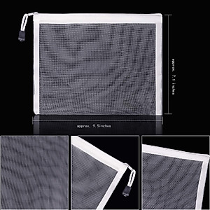 20 Pieces Mesh Bags Mesh Zipper Pouch Makeup Cosmetic Bag Pencil Pouch, 9.5 x 7.1 inches (White)